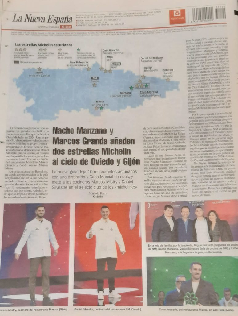 Nuestro socio colaborador Marcos Granda, nueva estrella Michelin 2024 ...